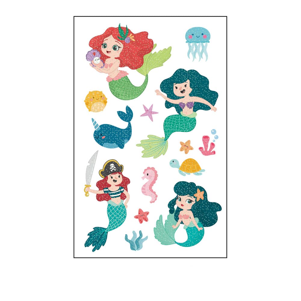 Beautiful Mermaid Glitter Temporary Tattoo Stickers – Temporary Tattoo